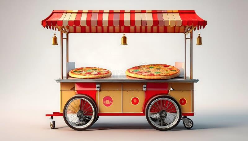 3d Model Pizza, Wholesale Cart Stand Food Cart Stock Illustration ...