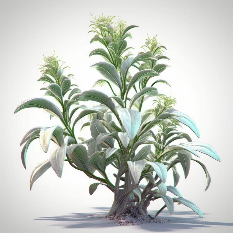 3d Model of Plant on White Background Stock Illustration - Illustration ...