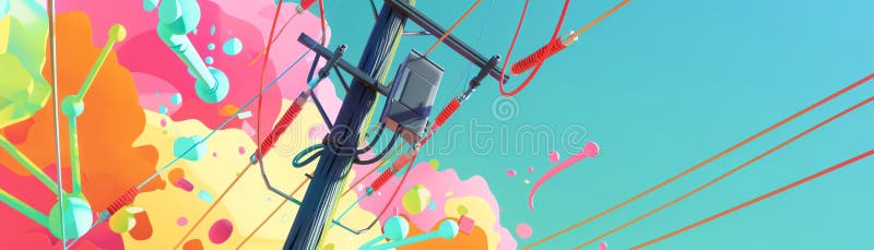 282 3D Model of a Power Line Icon with a Colorful Illustrated ...