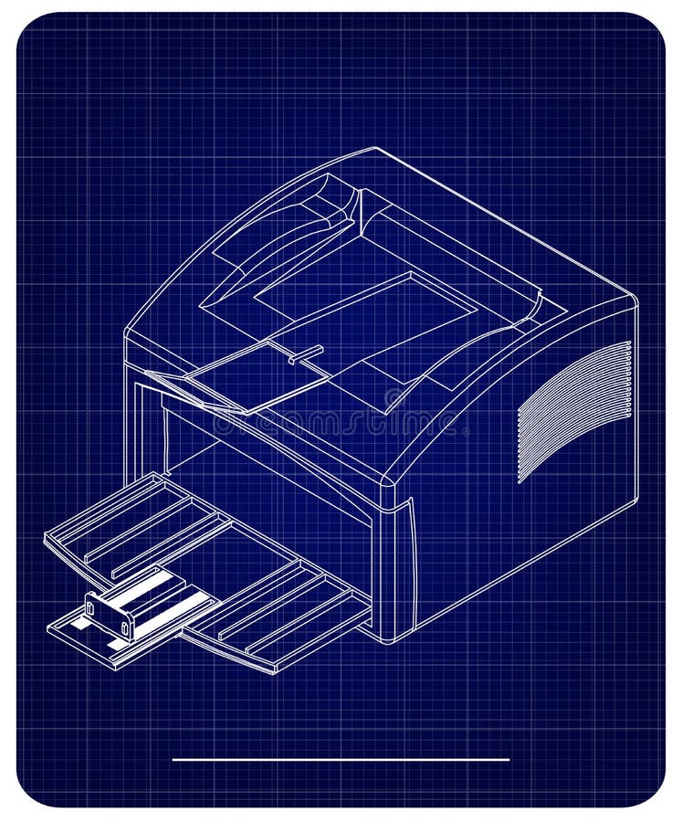 3d Model of Printer on a Blue Stock Vector - Illustration of element ...