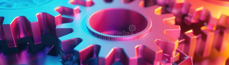 3D Model of a Process Automation Gear Icon with a Vibrant Multicolored ...