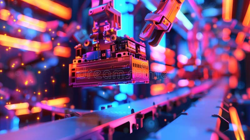 3D Model of a Programmable Automation Icon with a Dynamic Colorful ...