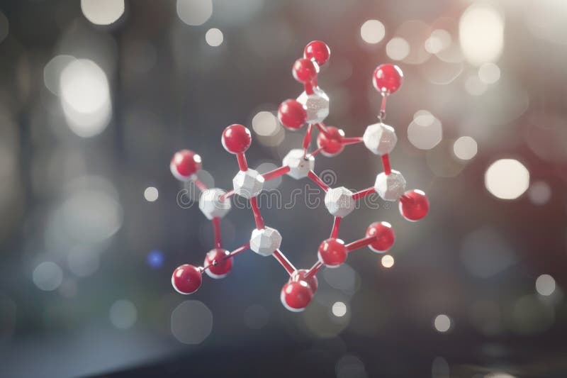 3D Model of Protein Molecular Structure with Water Molecules and Hydrogen Bonds Stock ...