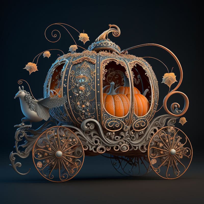 A 3d Model of a Pumpkin Carriage with a Pumpkin on the Top. Stock ...