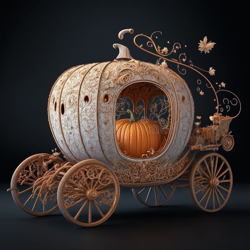 A 3d Model of a Pumpkin Carriage with a Pumpkin on the Top. Stock ...