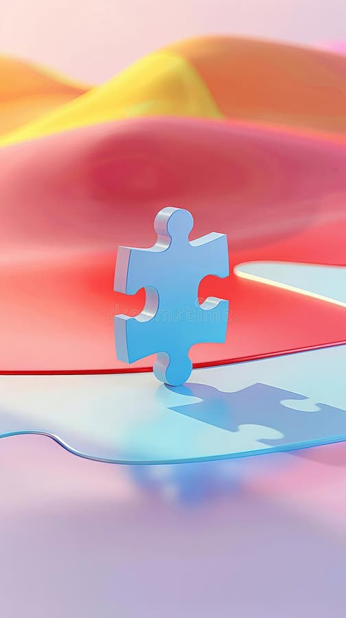 3D Model of a Puzzle Piece Icon Representing Risk Management with a ...