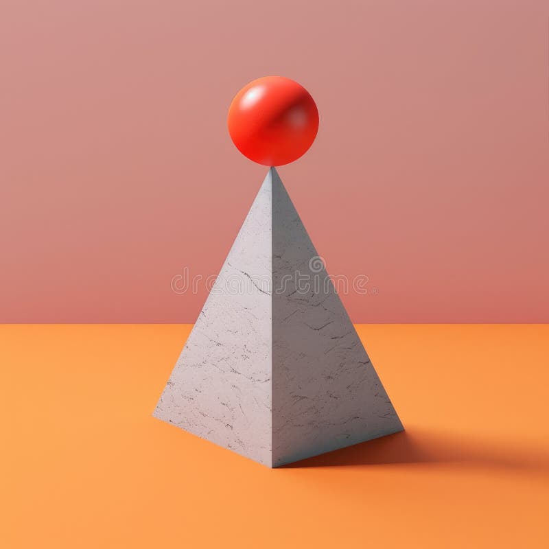 3d Model of Pyramid with Red Ball on Top Stock Illustration ...