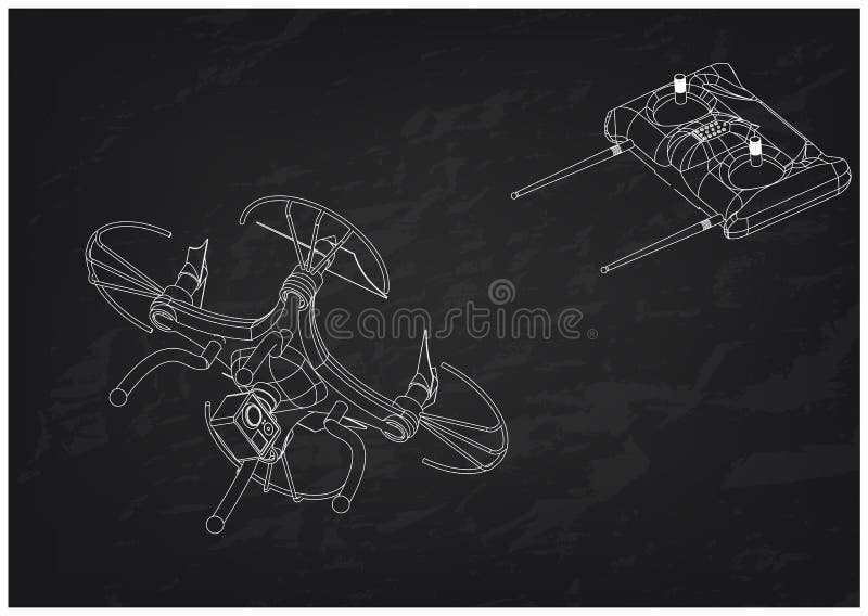 3d Model of Quadcopter and Radio Remote Control Stock Vector ...