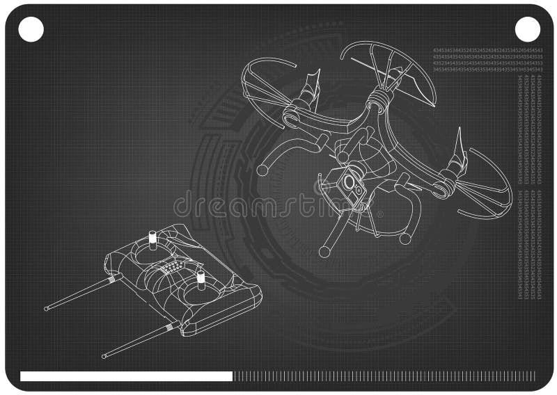 3d Model of Quadcopter and Radio Remote Control Stock Vector ...