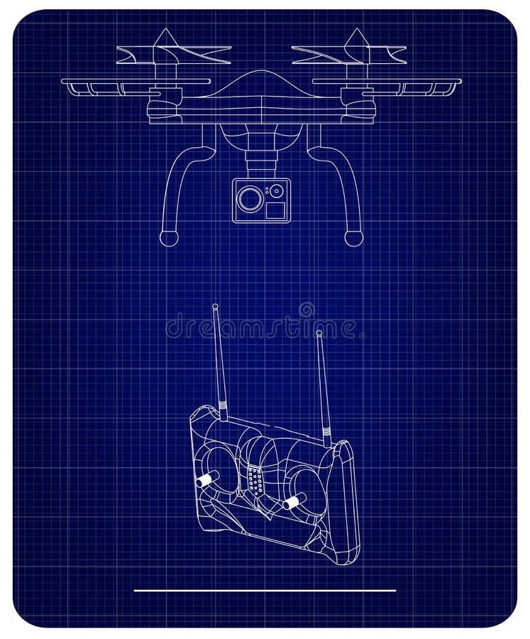 3d Model Of Quadcopter And Radio Remote Control Stock Vector ...