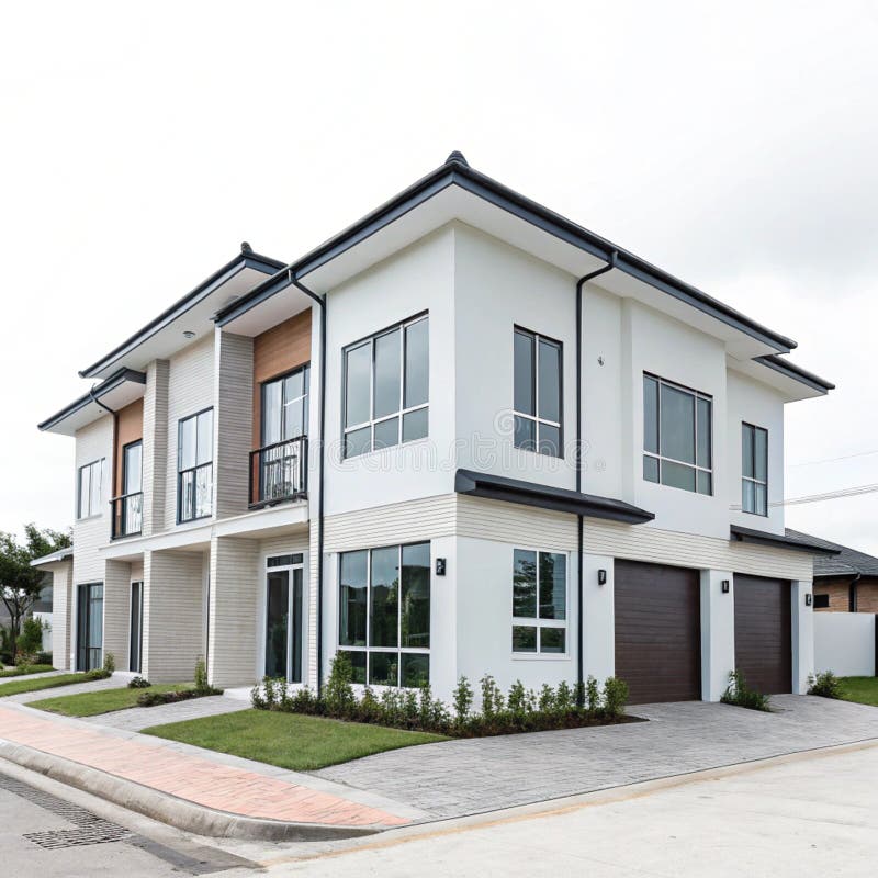 Quadruplex House Isolated on White Background Stock Illustration ...