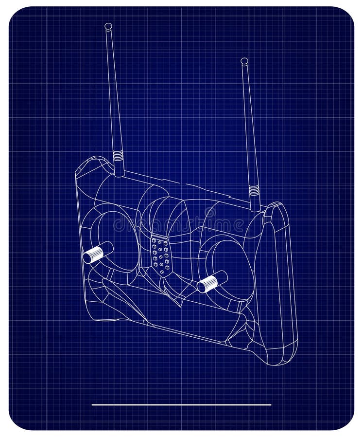 3d Model of Radio Remote Control on a Blue Stock Vector - Illustration ...