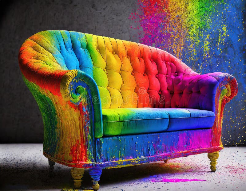 3d Model of Rainbow Coloured Art Deco Sofa, Visually Stereophonic by ...