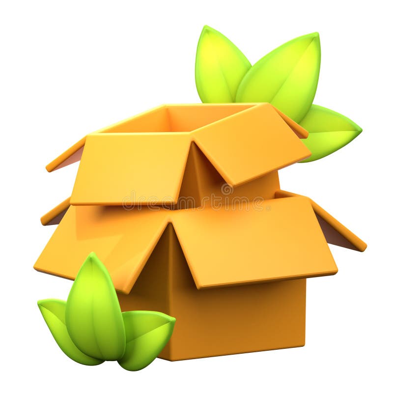 3D Recycled Cardboard Box Eco-green Concept Stock Illustration ...