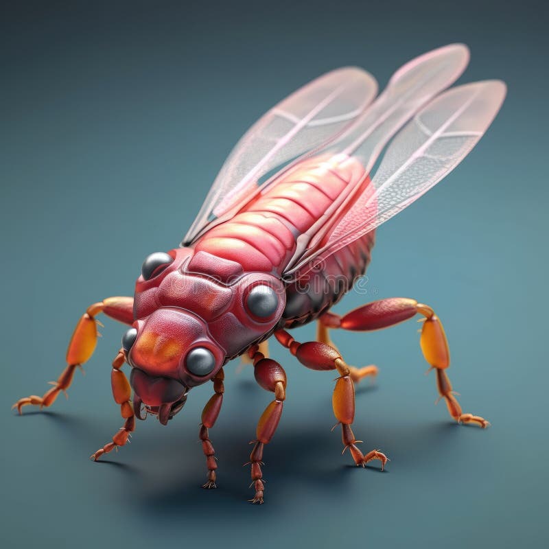 3d Model of Red Bug with Wings Stock Illustration - Illustration of ...