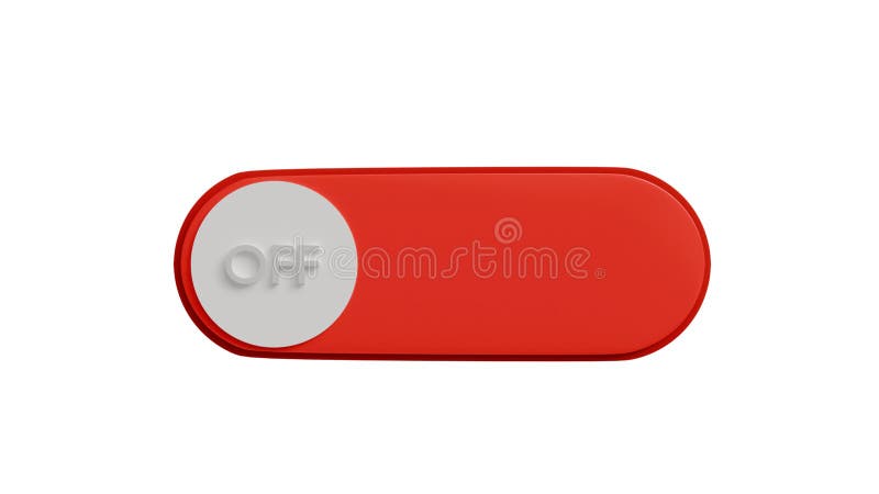 3D Model of Red Button Off on White Background, Button Stock Image ...