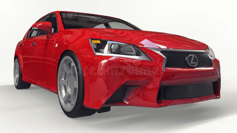 3d Model Red Lexus Gs on White Background. 3d Rendering. Editorial ...