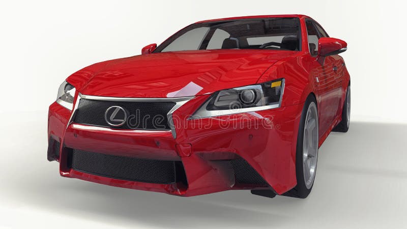 3d Model Red Lexus Gs on White Background. 3d Rendering. Editorial ...