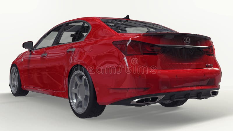 3d Model Red Lexus Gs on White Background. 3d Rendering. Editorial ...