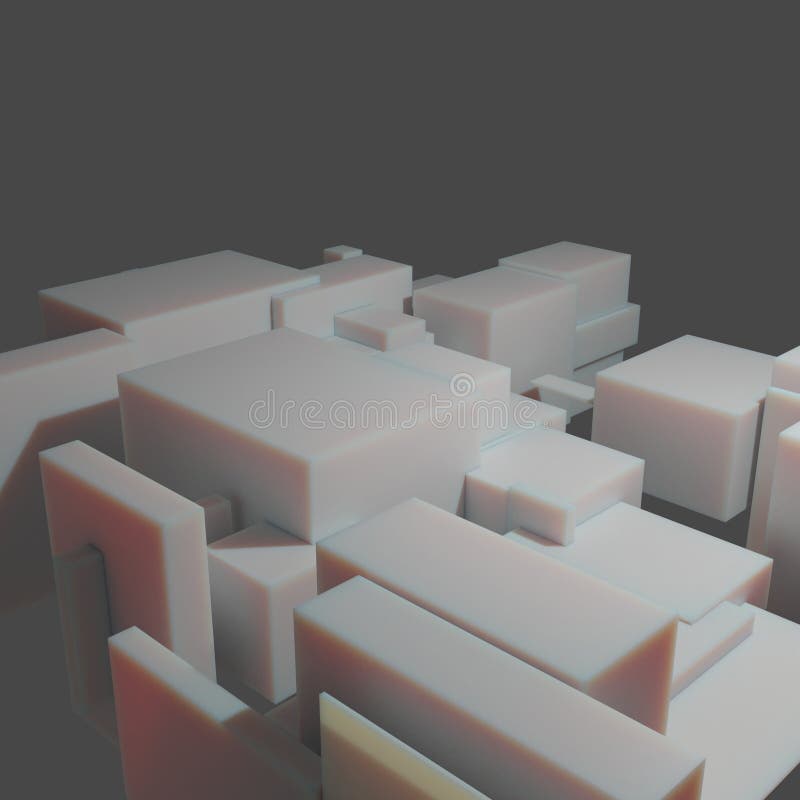 3D Model Rendering, Smooth White Abstract Cubes in Light and Shadow on ...