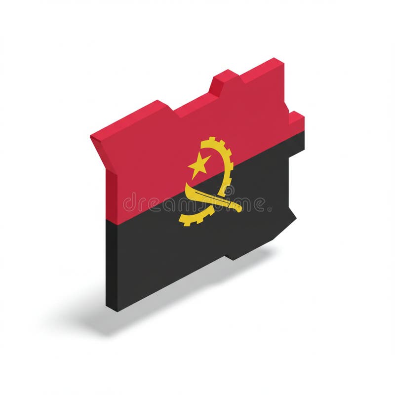 3D Model Representing Angola S Map with Its Flag Colors. the Top Half ...