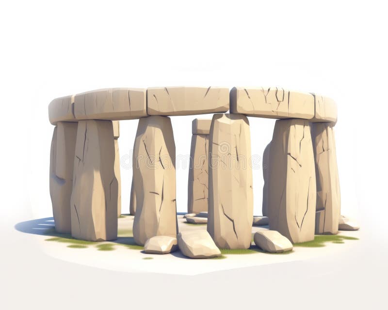 3D Model Showing a Stone Circle on White Background Stock Illustration ...