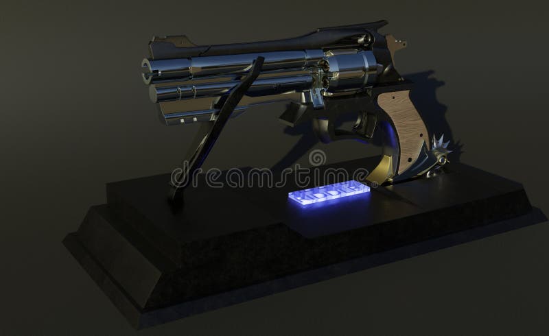 3D Model of a Revolver on a Stand Stock Image - Illustration of ...