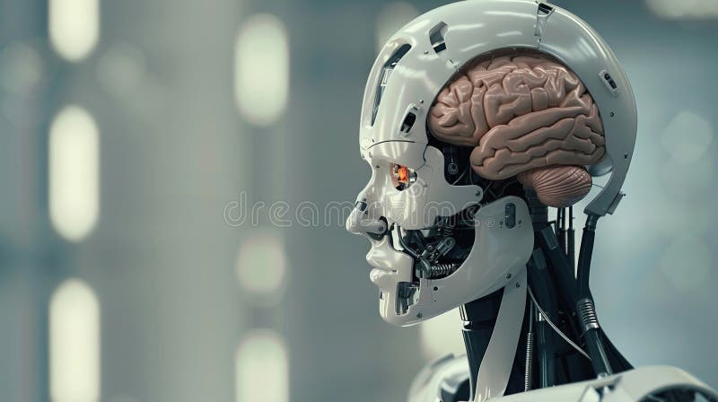 A 3D Model of a Robot with a Human Brain Inside Blurring the Lines ...