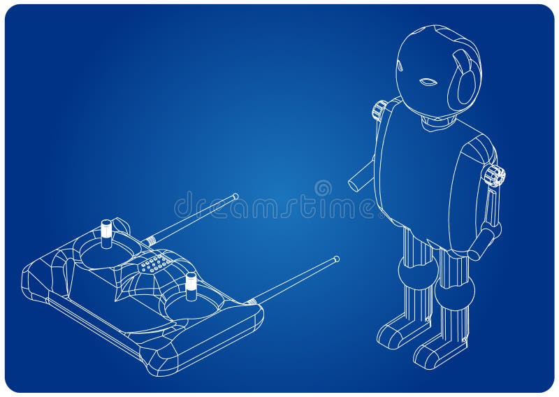 3d Model of a Robot and a Radio Remote Control Stock Vector ...