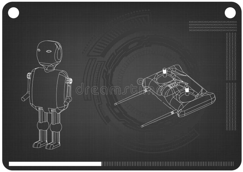 3d Model of a Robot and a Radio Remote Control Stock Vector ...