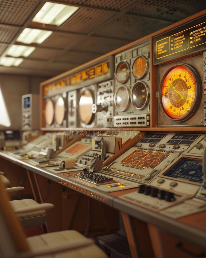 A 3D Model of a 1960s Space Control Center with Large Consoles Analog ...