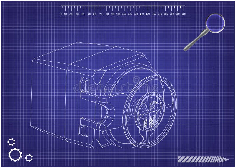 3d Model of the Safe on a Blue Stock Vector - Illustration of ...