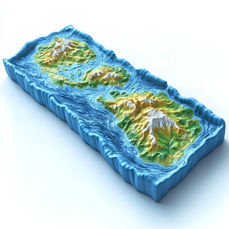 A 3D Model of a Series of Islands Stock Illustration - Illustration of ...