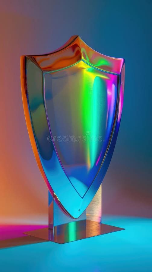 3D Model of a Shield Icon Representing Risk Management with a Bright ...