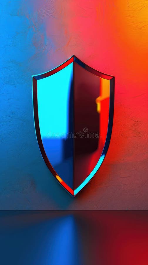3D Model of a Shield Icon Representing Risk Management with a Bright ...