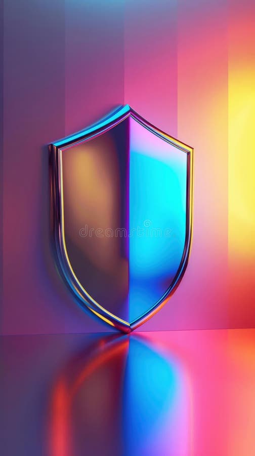 3D Model of a Shield Icon Representing Risk Management with a Bright ...