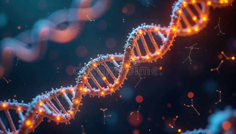 3D Model Shows DNA Sequence Genetic Mutations. Digital Data Tags ...