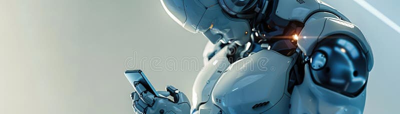 3D Model of a Sleek Robot Holding an Electronic Device Symbolizing ...