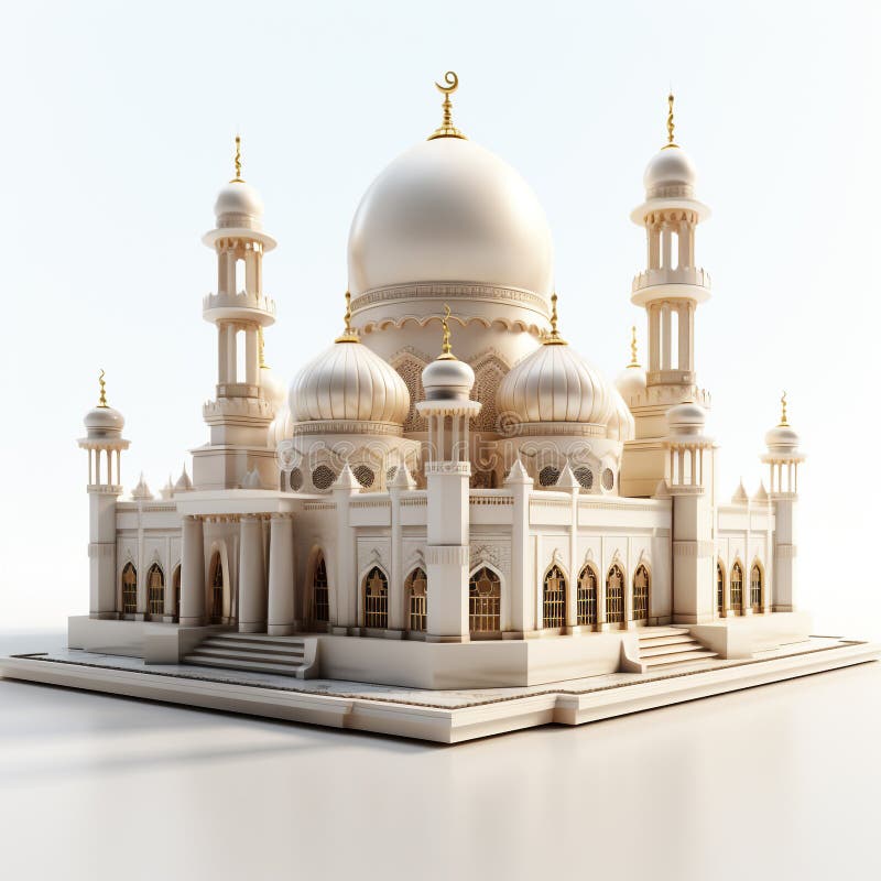 3D Model of a Small Palace with Middle Eastern Architecture Isolated on ...