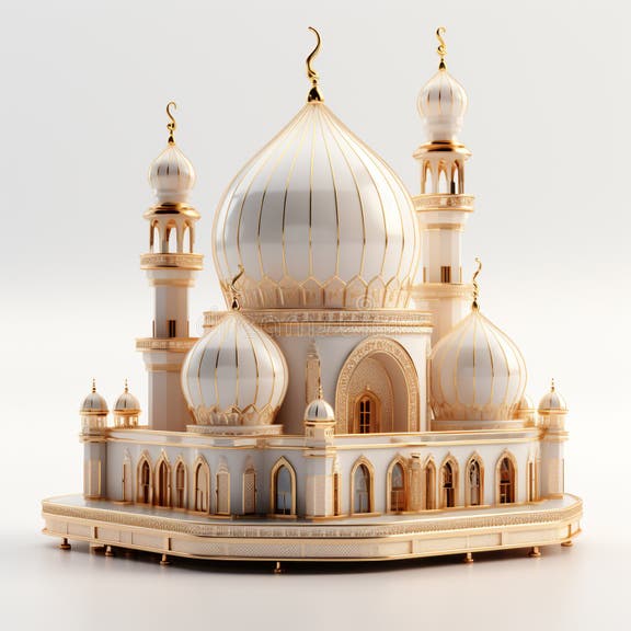 3D Model of a Small Palace with Middle Eastern Architecture Isolated on ...