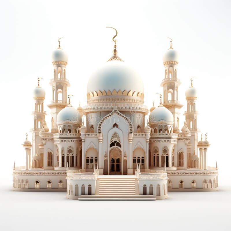 3D Model of a Small Palace with Middle Eastern Architecture Isolated on ...
