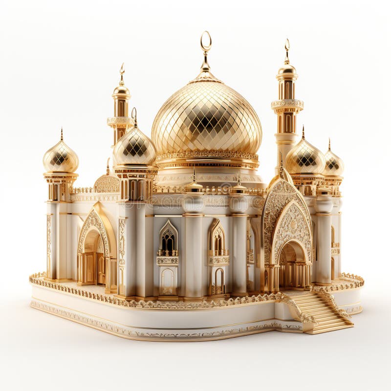 3D Model of a Small Palace with Middle Eastern Architecture Isolated on ...