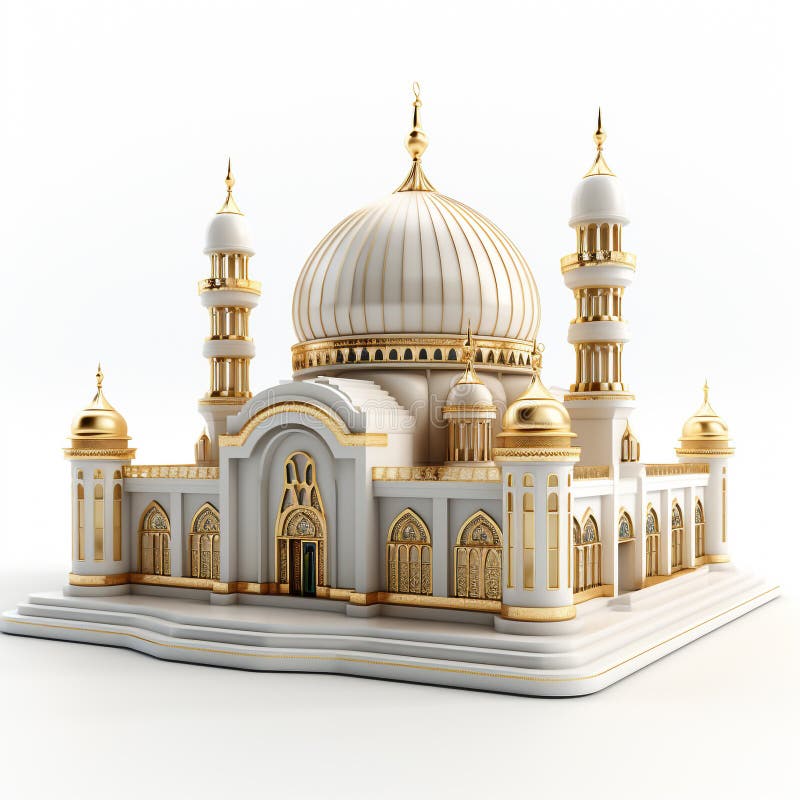 3D Model of a Small Palace with Middle Eastern Architecture Isolated on ...