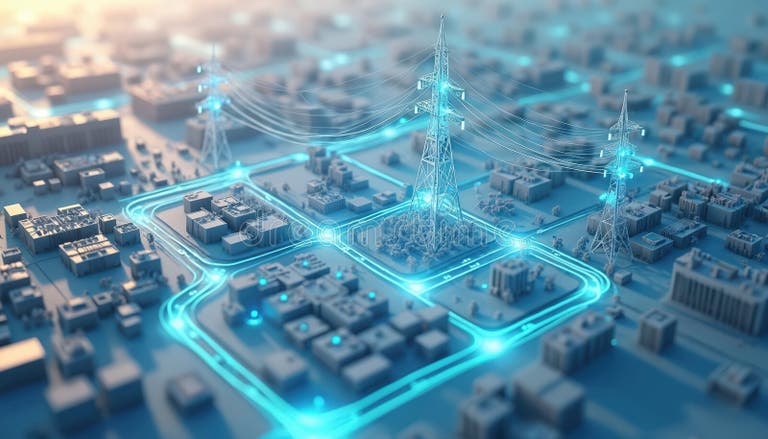 3D Model Smart Grid System. Energy Distributed Efficiently from ...