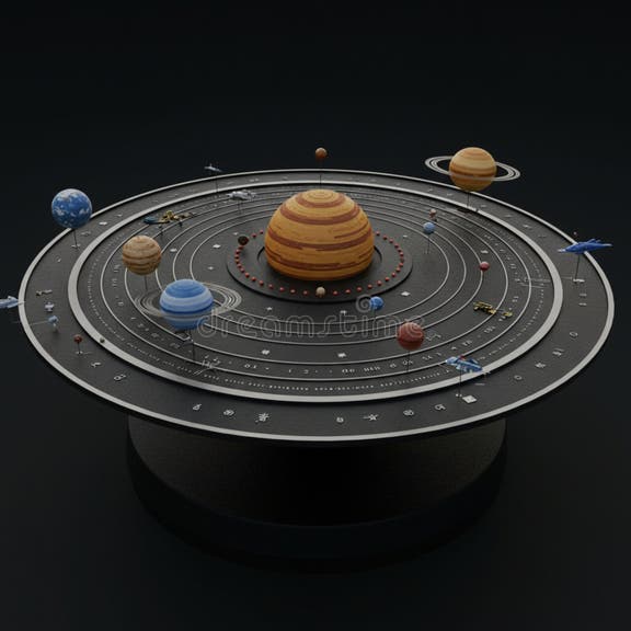 A 3D Model of the Solar System, Featuring Stylized Planets Orbiting ...
