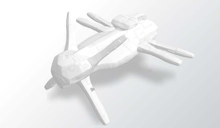 A 3D Model of a Spaceship in White Colors is Elegantly Displayed on a ...