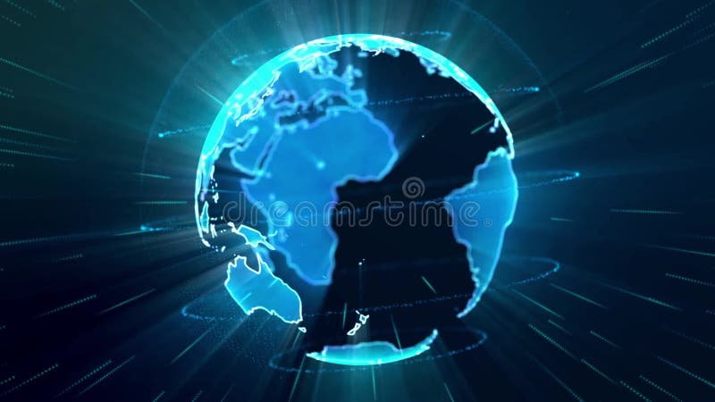 3d Model of Spinning Earth Made of Particles. Global Connections ...
