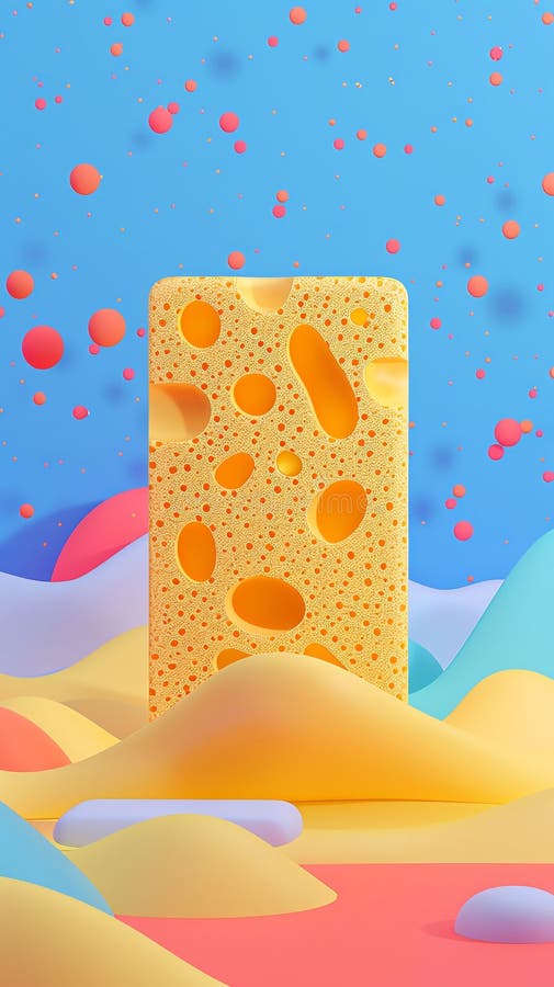 216 3D Model of a Sponge Icon with a Colorful Illustrated Background ...