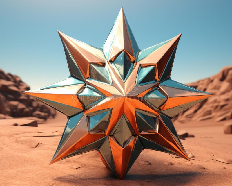 A 3d Model of a Star in the Desert Stock Illustration - Illustration of ...