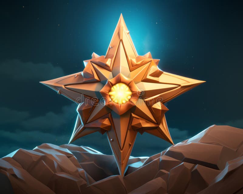 A 3d Model of a Star on Top of Some Rocks Stock Illustration ...